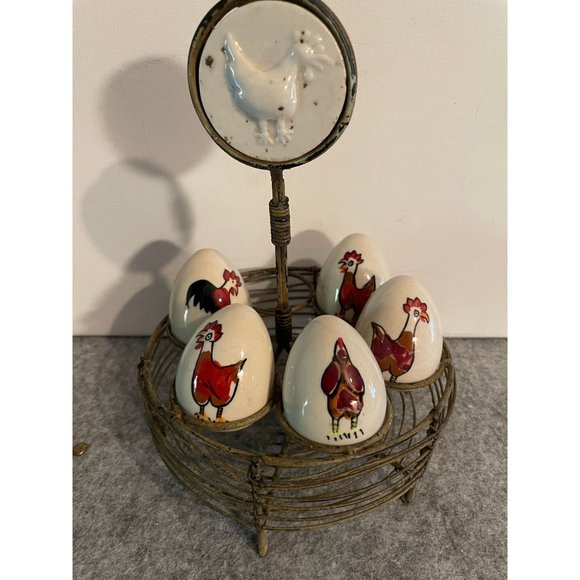 unknown | Accents | 5 Vintage Ceramic Eggs With Pictures Of Chickens In ...